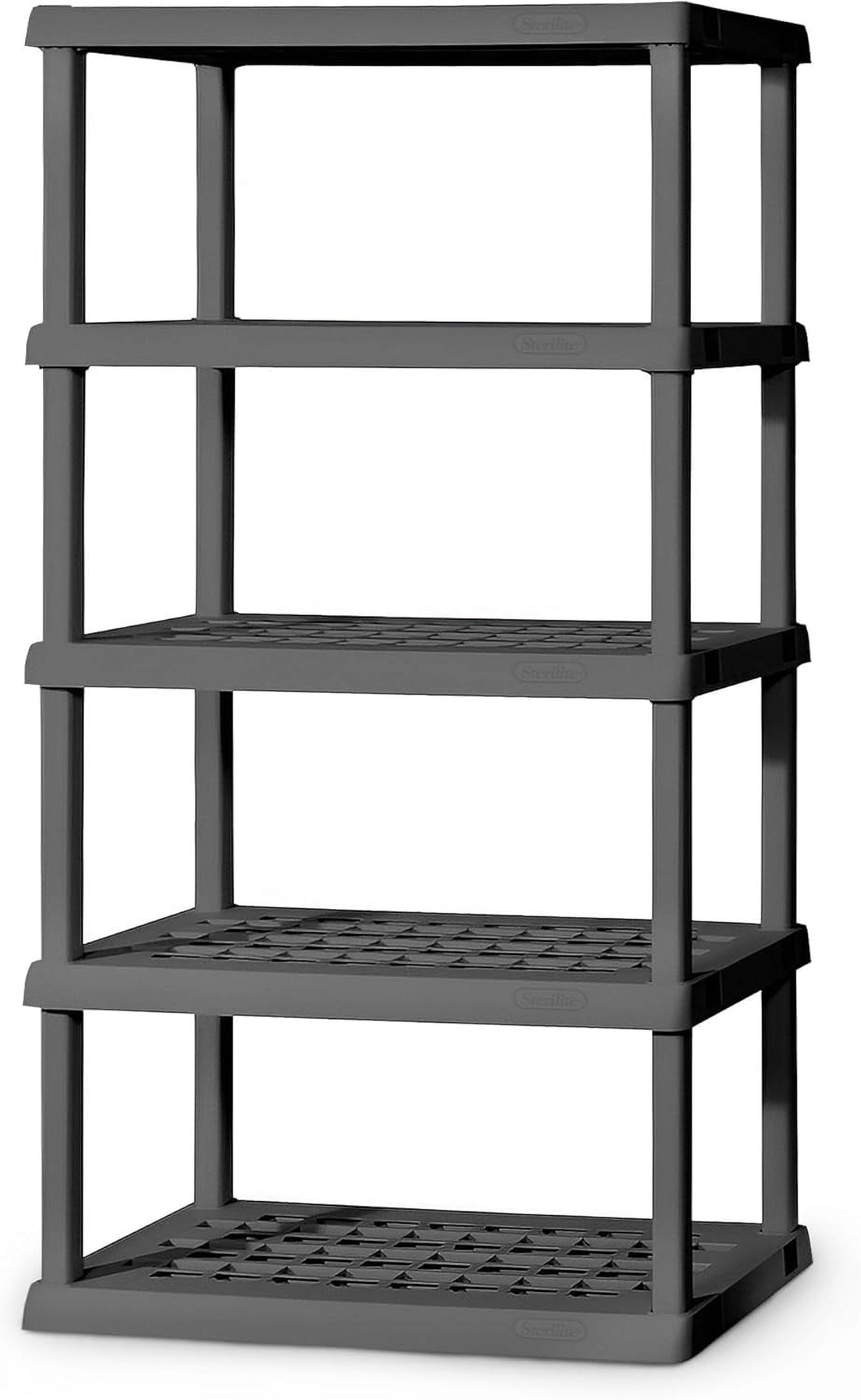 Sycol 5-Shelf Plastic Storage Shelves, Heavy Duty Shelving Rack Unit ...