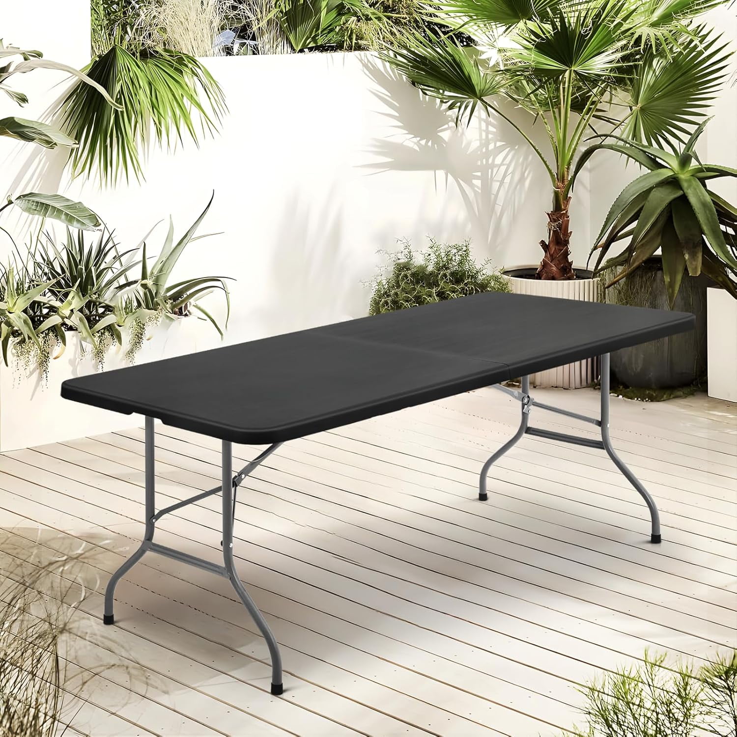 Sycol 94' Folding Table, Collapsible Camping Table, Rectangular Picnic ...