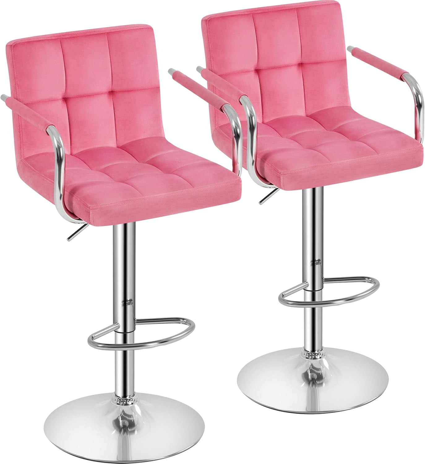 Sycol Bar Stools Set of 2, PU Leather Adjustable Swivel Barstools ...
