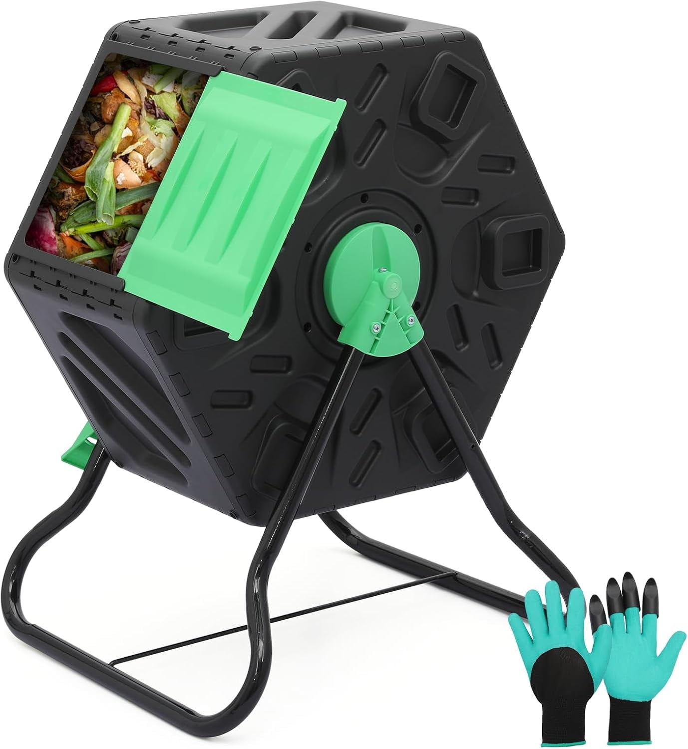 Sycol Compost Tumbler Single Chamber, 17 Gallon Outdoor Compost Bin W ...