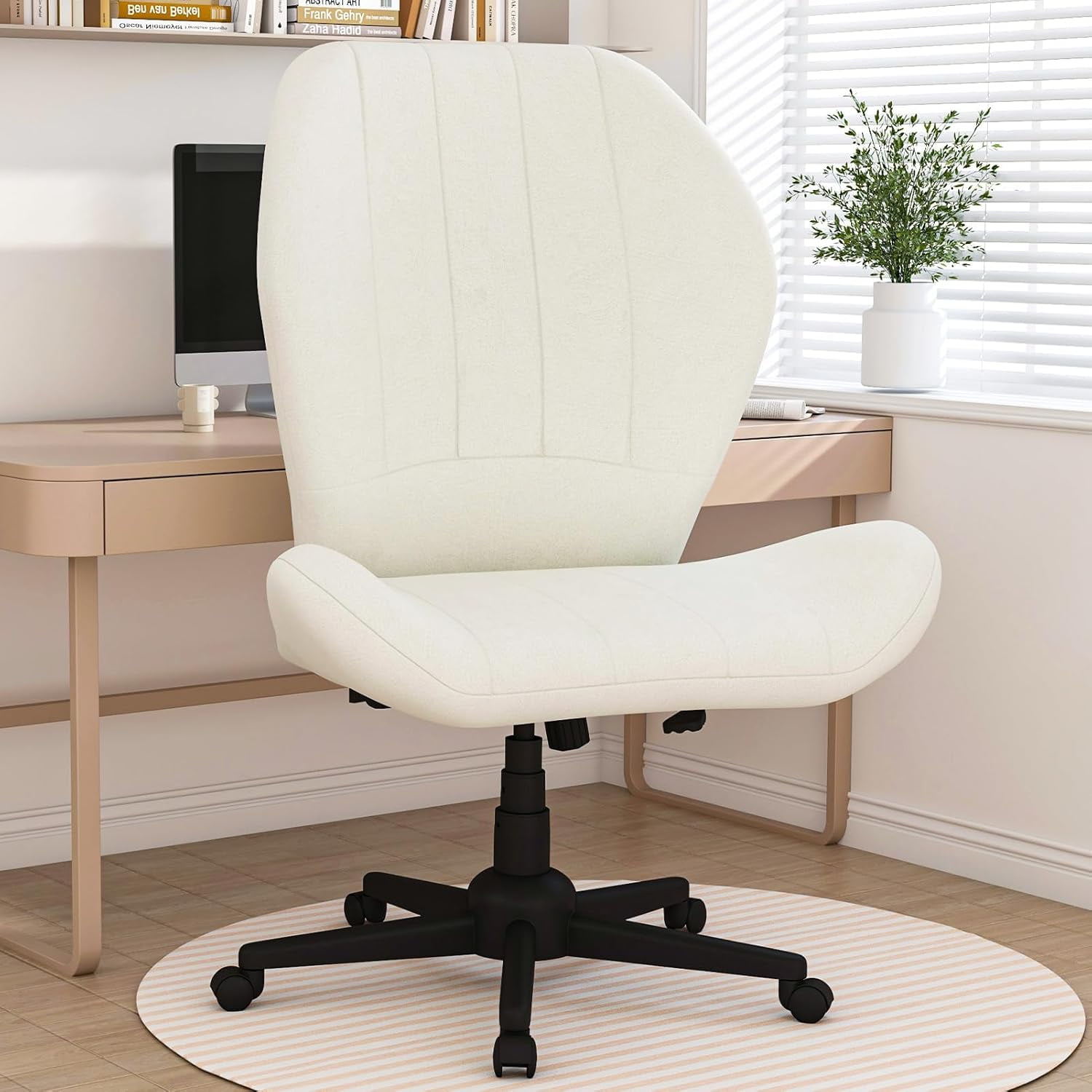 Sycol Criss Cross Chair with Wheels, Wide Cross Legged Office Chair ...