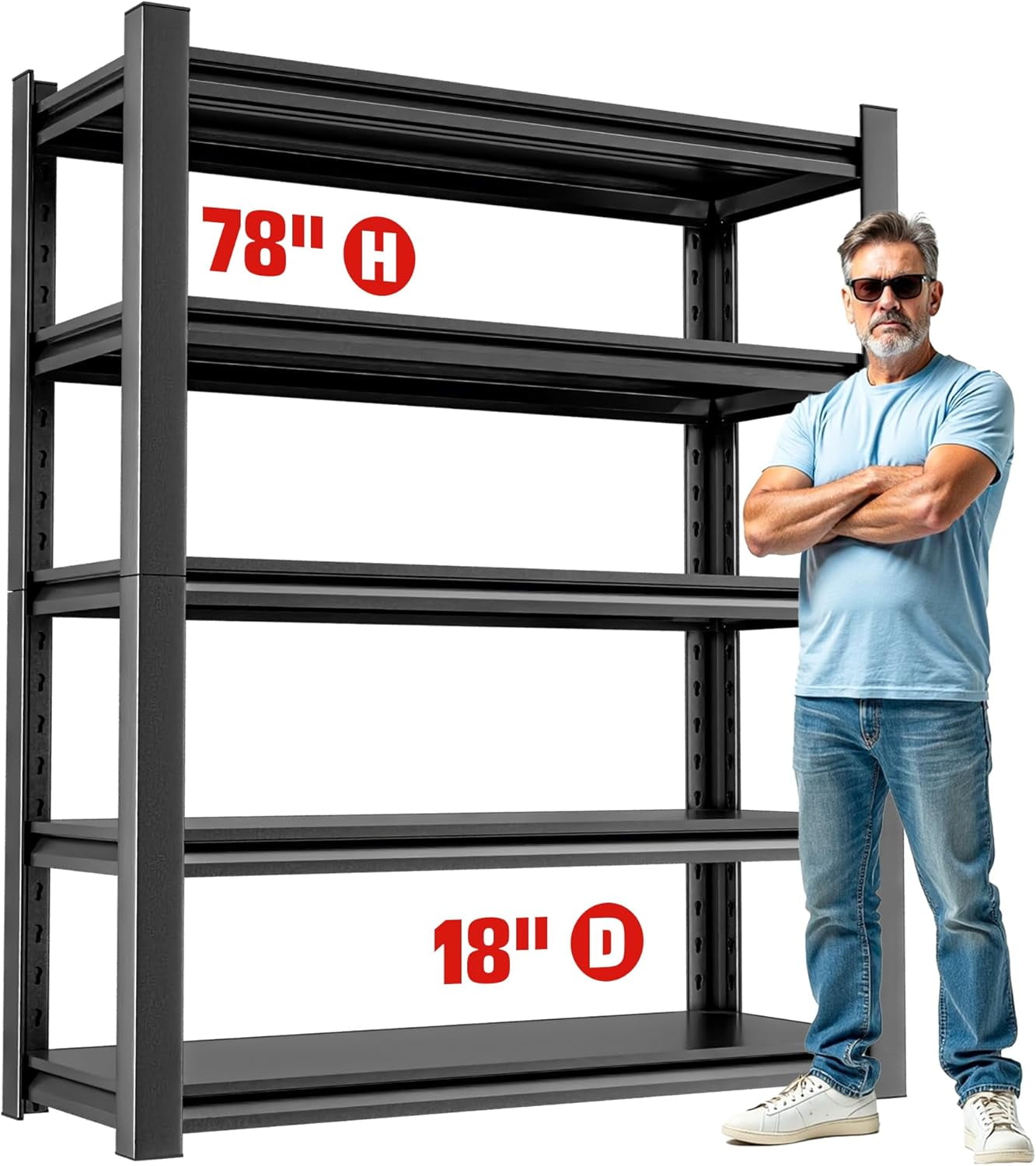 Sycol Garage Storage Rack – Heavy Duty 5 Shelf Metal Shelving, Durable ...