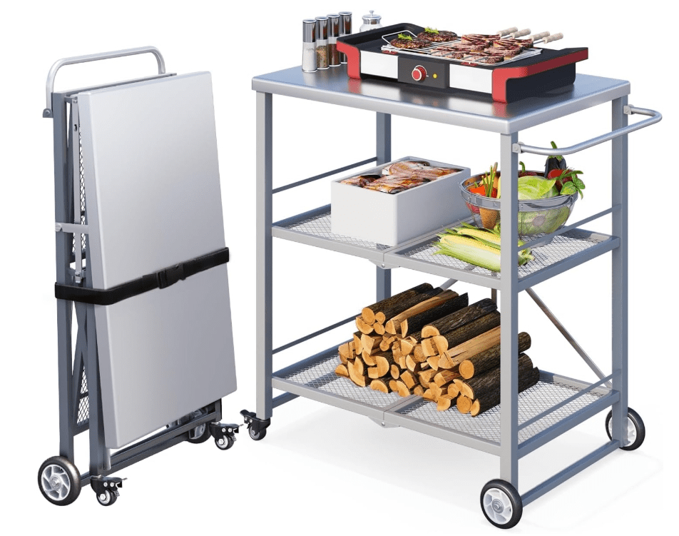 Sycol Outdoor Grill Cart & Pizza Oven Stand - Stainless Steel Trolley ...