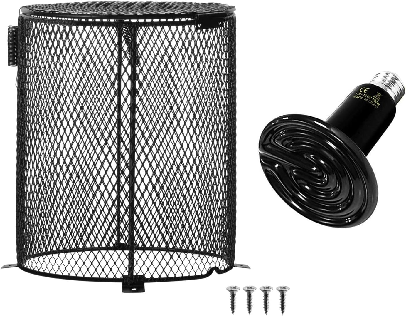 Sycol Reptile Anti-Scald Cover Mesh Cage Heater Guard with 100W Ceramic ...