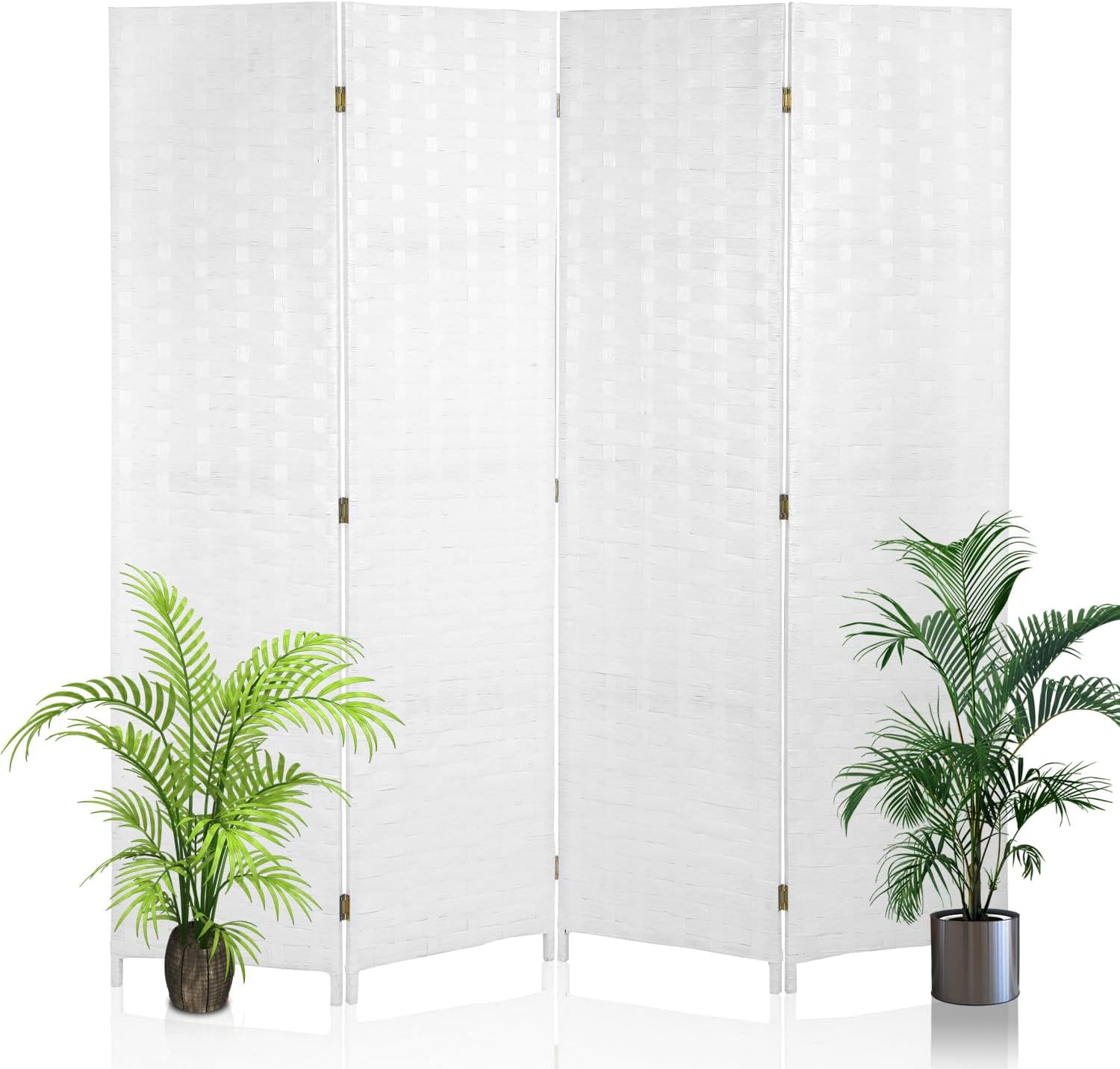 Sycol Room Divider, 6FT Wall Divider Wood Screen 4 Panels Wood Mesh ...