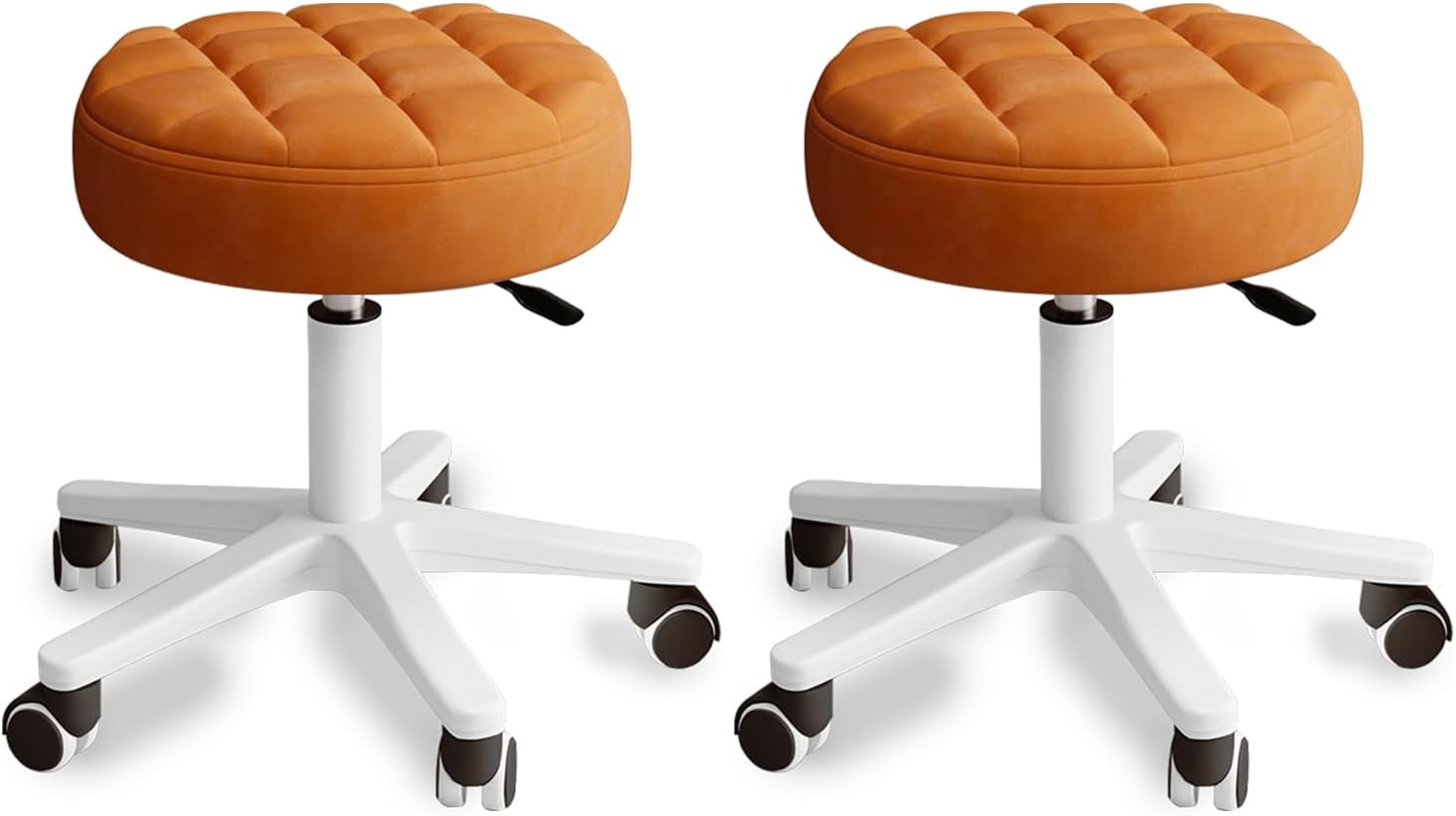 Sycol Small Chair Round Rolling stools with Wheels, PU Leather Height ...