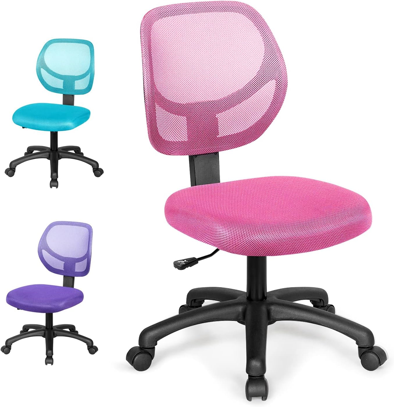 Sycol Small Desk Chair Home Office Chair Armless Adjustable Swivel ...