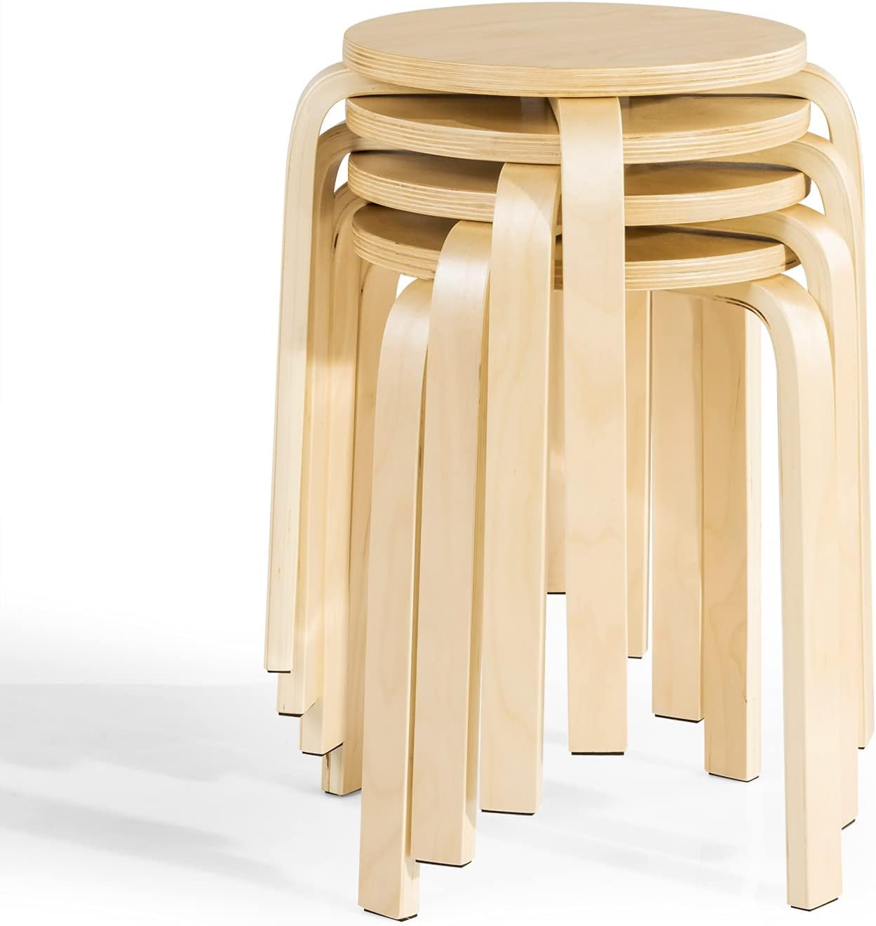 Sycol Stacking Stools Set of 4, Portable Bentwood Nesting Stools, 18 ...