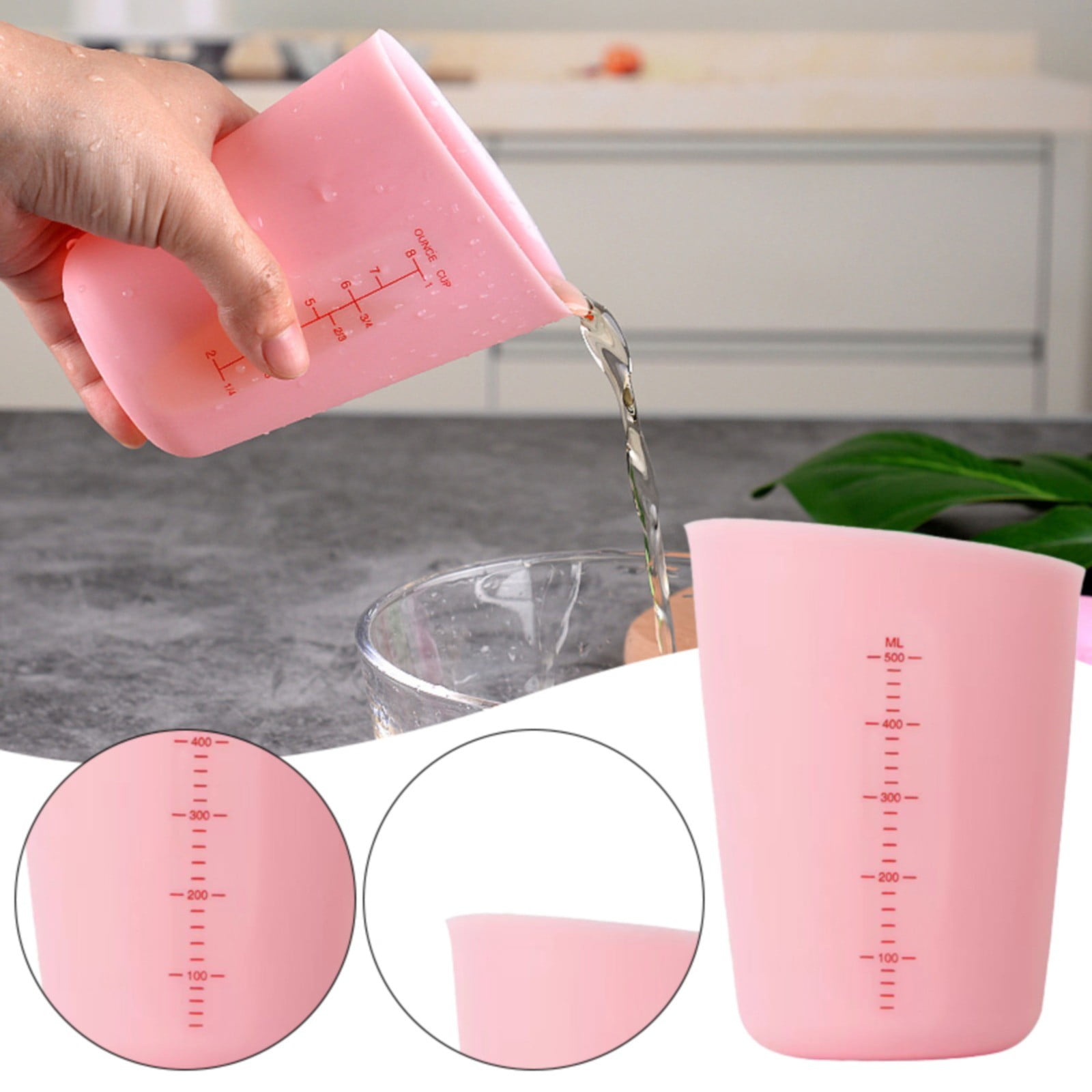 Sycwsmn 1 Piece Silicone Flexible Measuring Cup Flexible Measuring ...