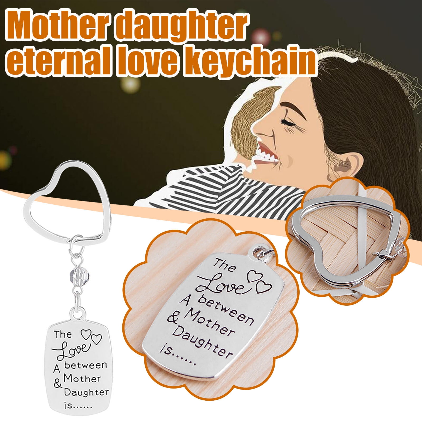 Sycwsmn Daughter Keychain Daughter Keyring Mother's Mum Ring Keyring ...