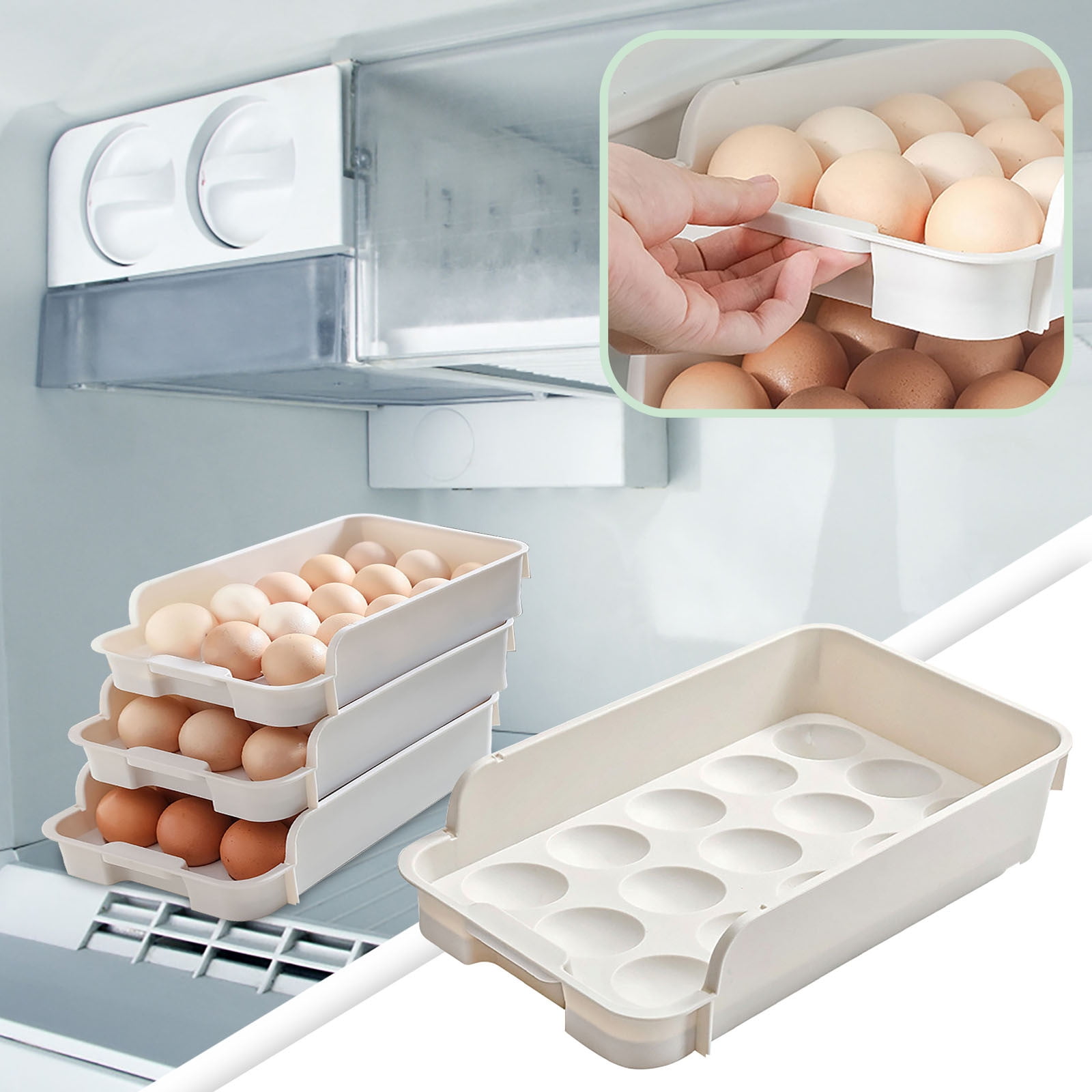 Sycwsmn Refrigerator Egg Freshness Storage Box Egg Tray Drawer Kitchen ...