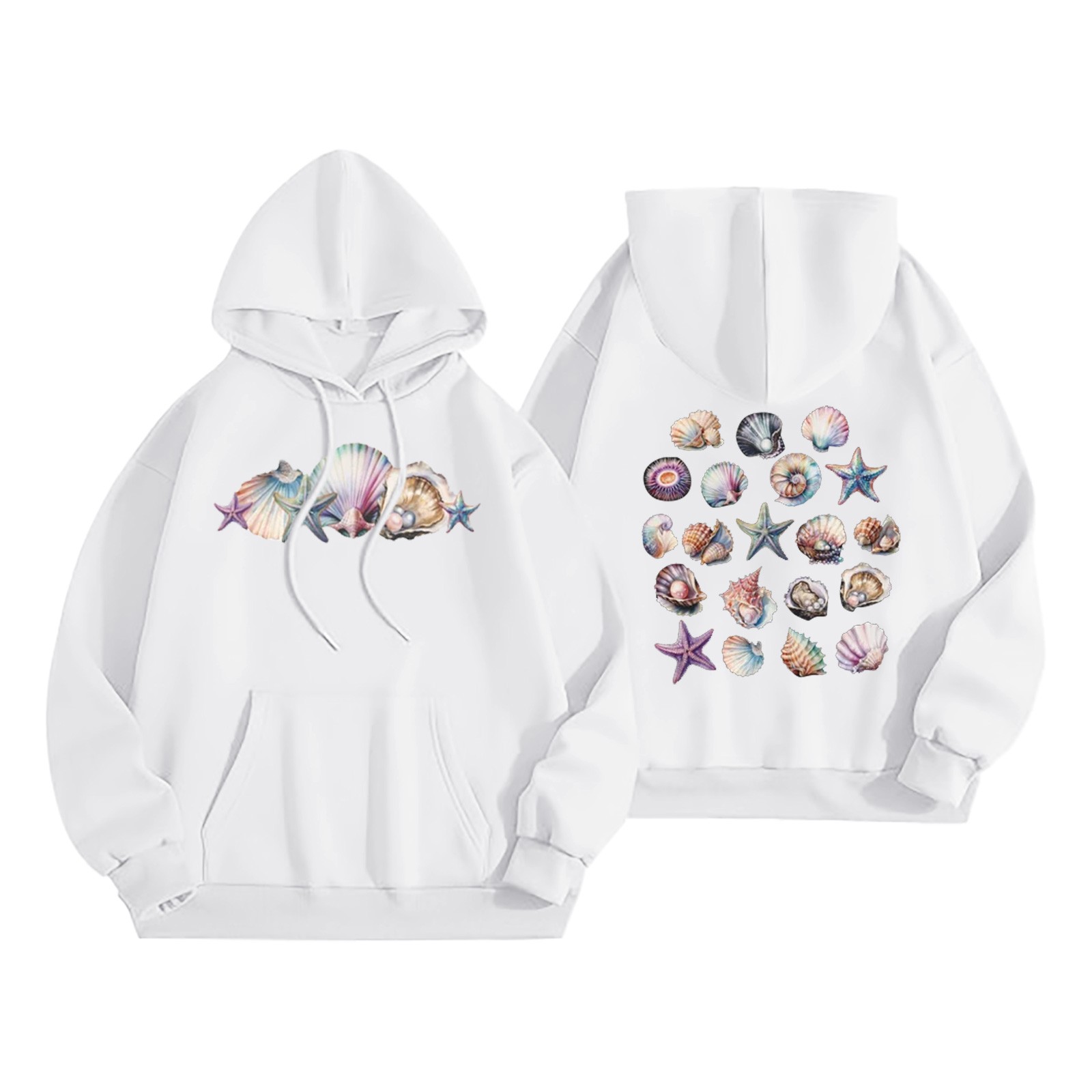 Sycwsmn Women Casual Sweatshirts Retro Seashell Hoodie Ocean Aesthetic ...