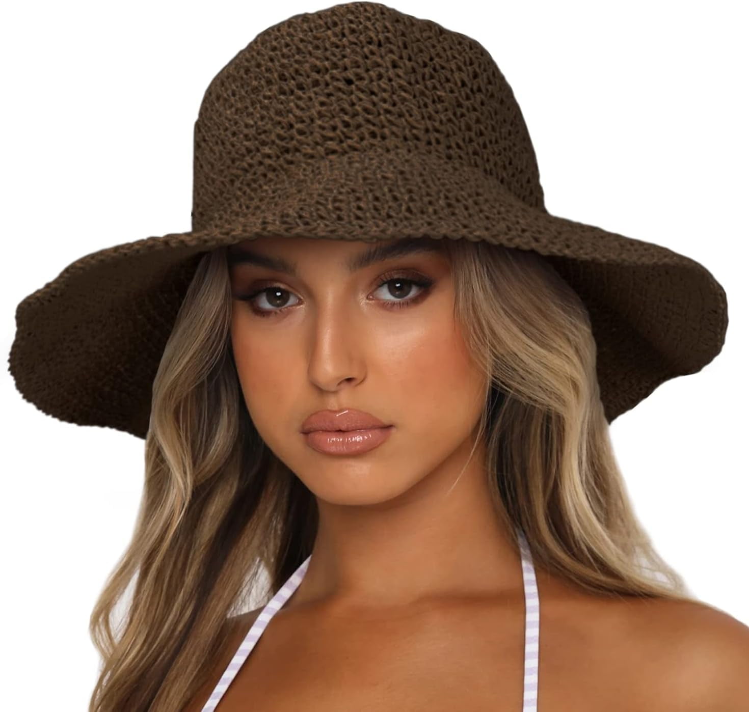 Sydbecs Womens Sun Hats Wide Brim Summer Beach Hat For Women Foldable