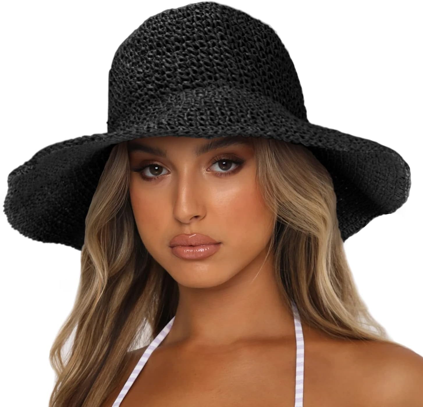 Sydbecs Womens Sun Hats Wide Brim Summer Beach Hat for Women Foldable ...