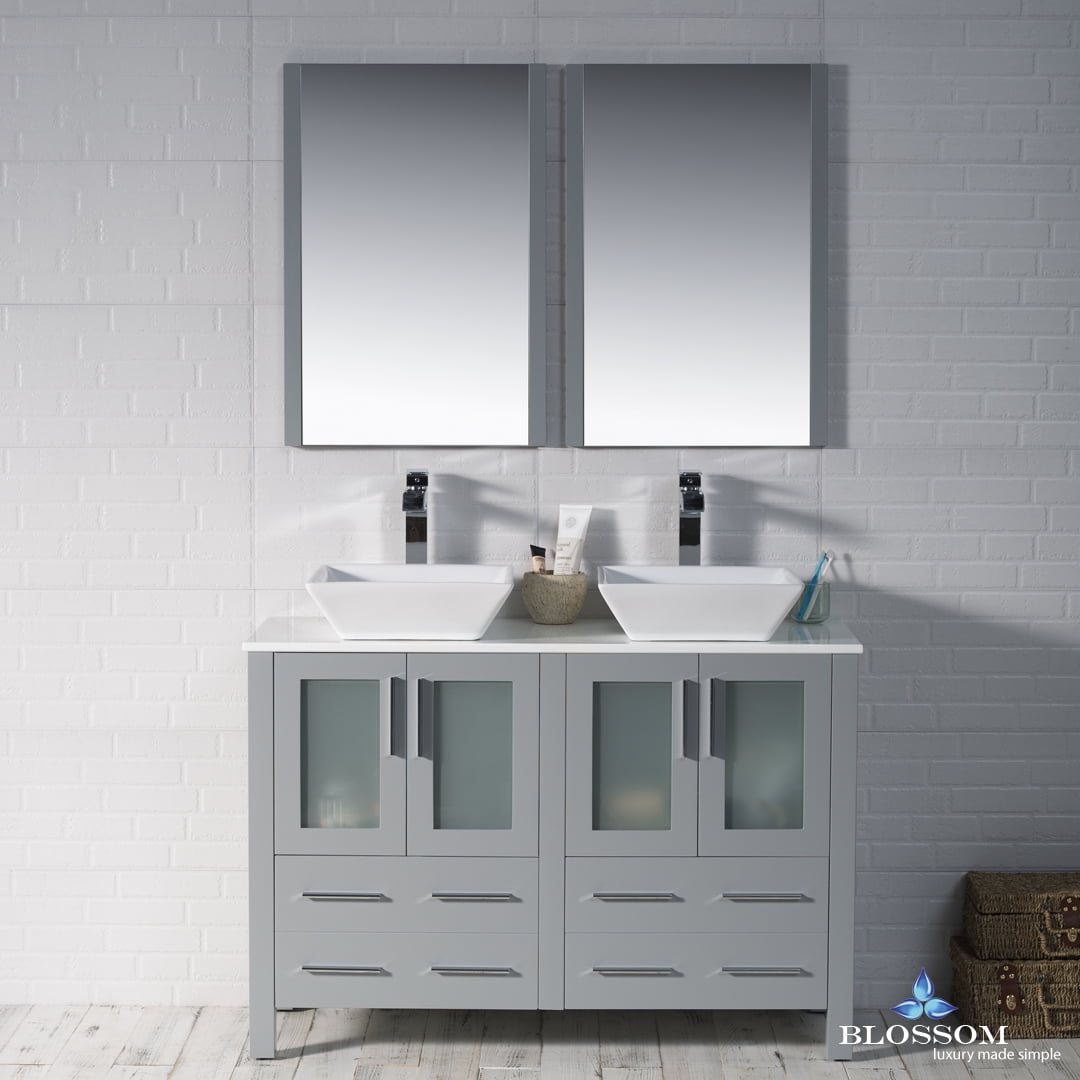 Sydney 48" Double w/ Vessel Sinks and Mirrors (Metal Grey) - Walmart.com