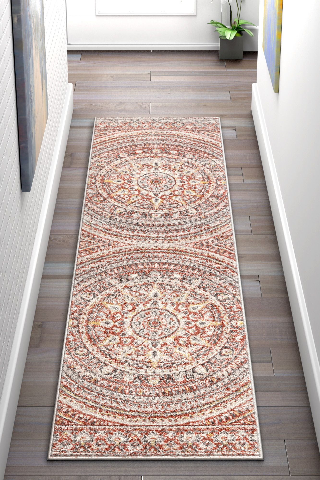 Terra Vintage Bohemian Mandala Distressed Runner Rug - Walmart.com