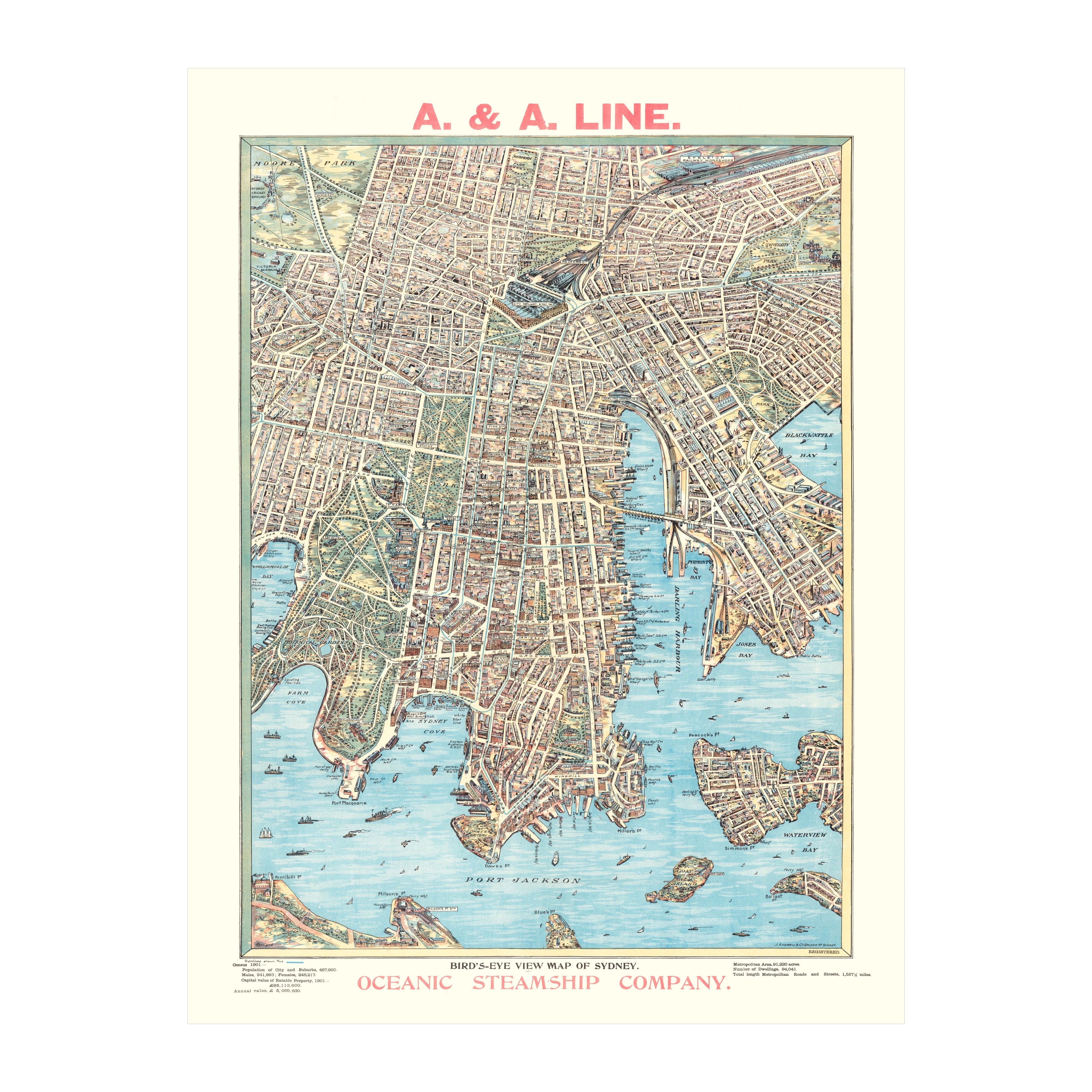 Sydney Art, 1902 Vintage Map of Sydney Australia History Wall Decor ...