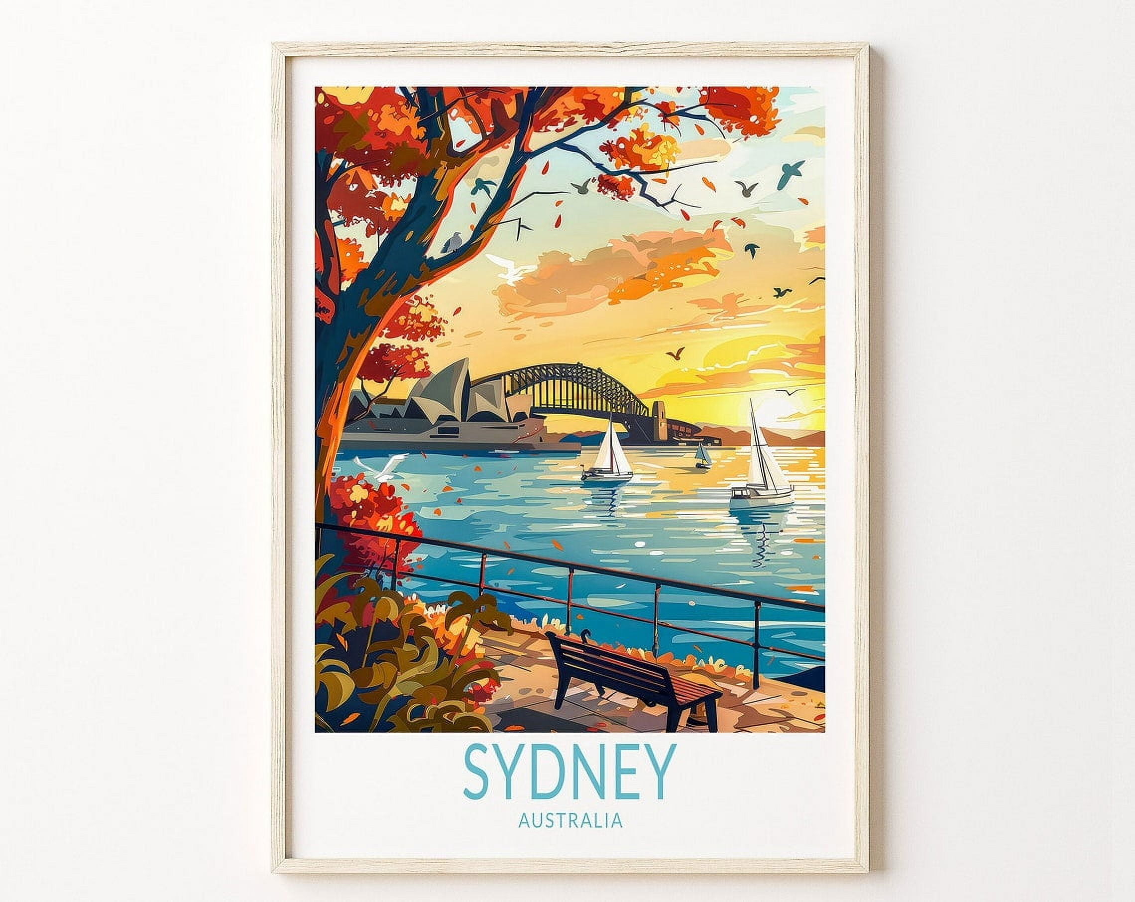 Sydney City Travel Poster, Sydney Australia Travel Art Poster ...