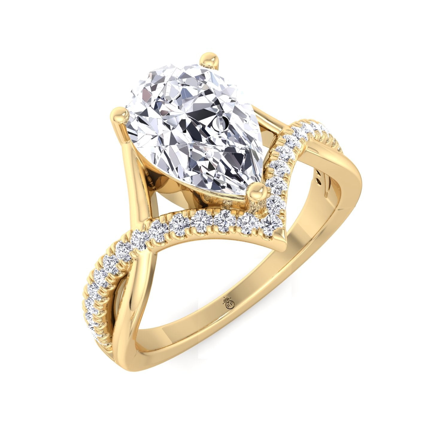 Sydney - Moissanite Pear Shape Lab Diamond Engagement Ring With Twisted ...