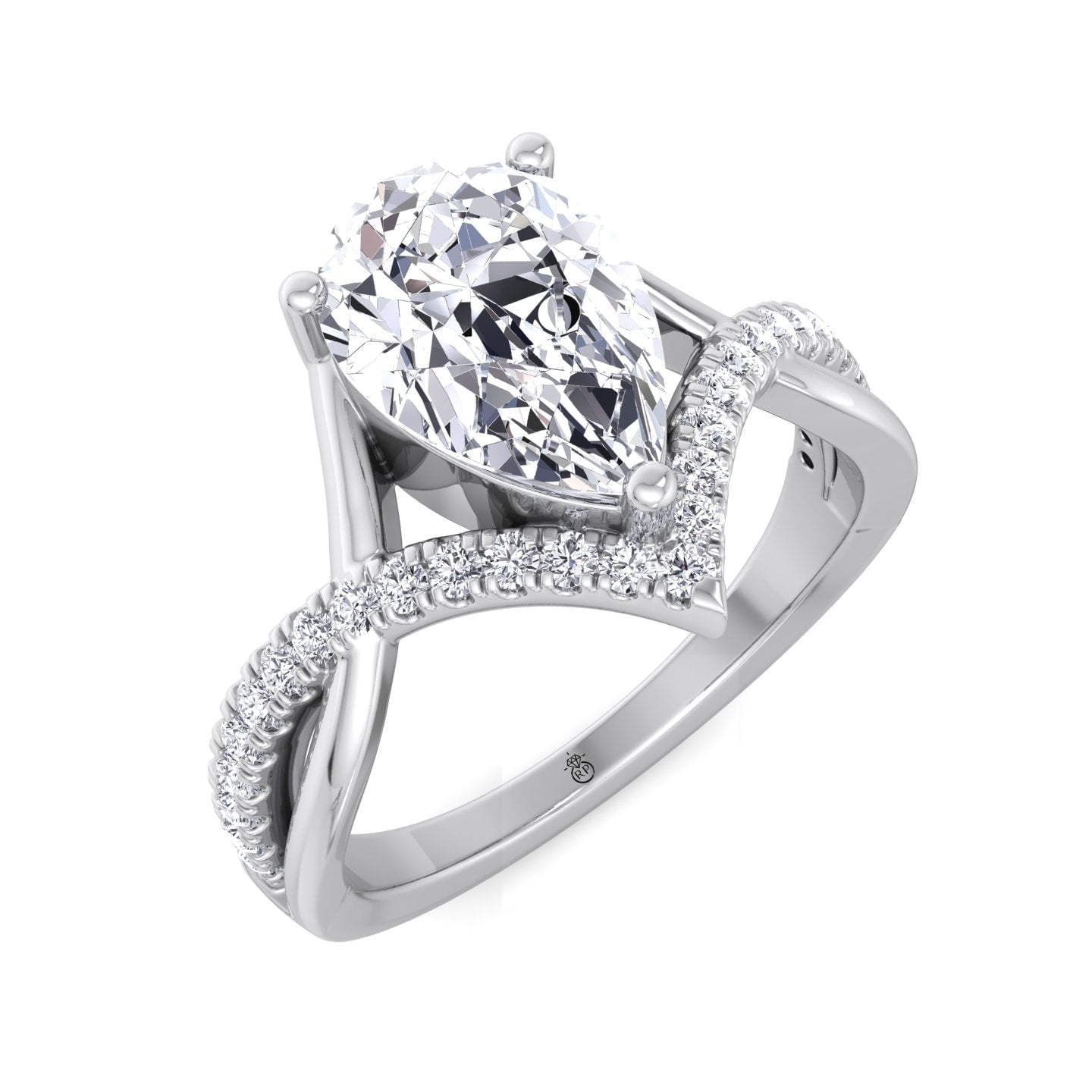 Sydney - Moissanite Pear Shape Lab Diamond Engagement Ring With Twisted ...