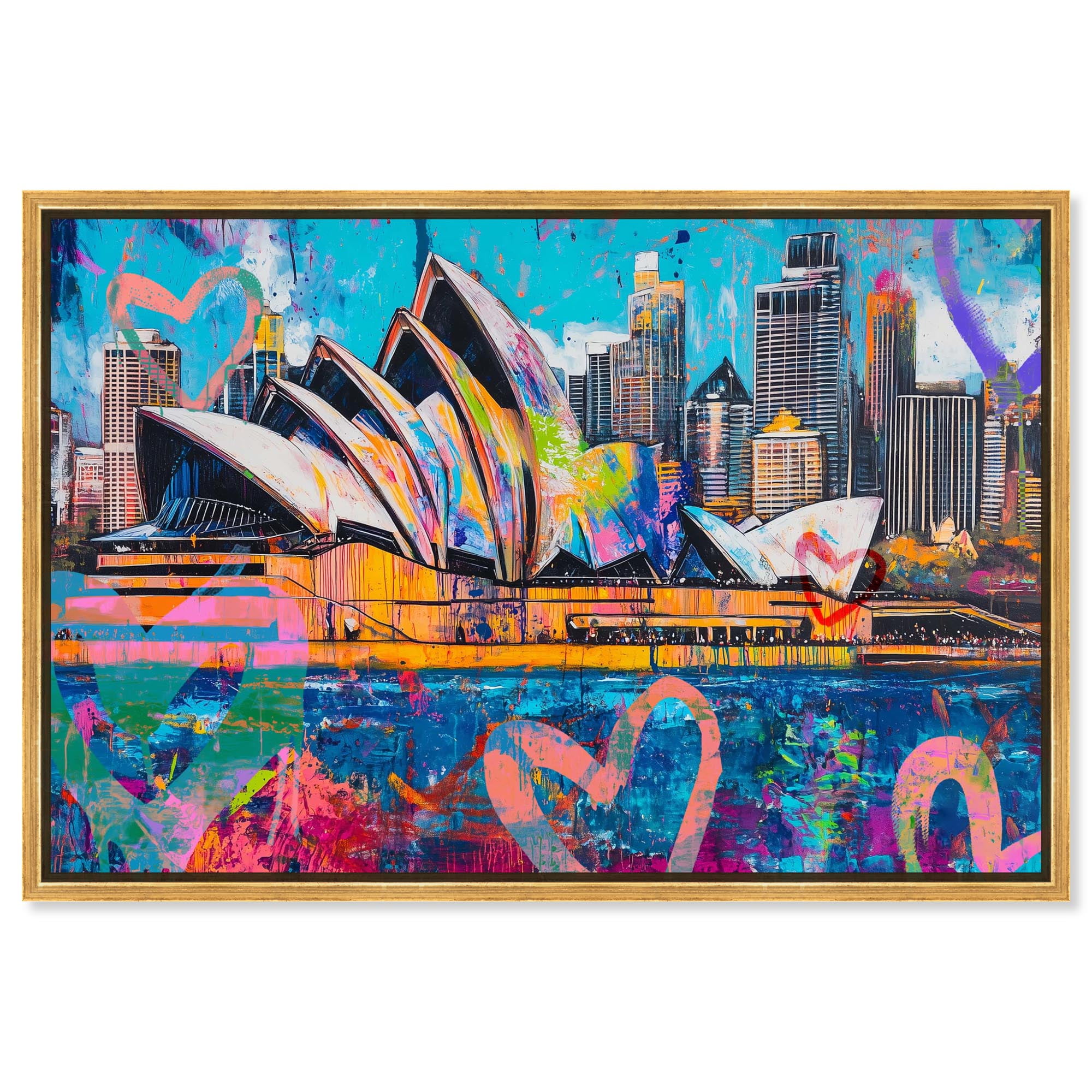 Sydney Opera Graffiti Canvas Modern Graffiti Art by Art Remedy, Gold ...