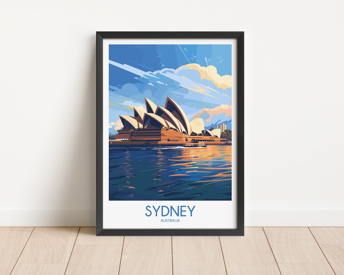 Sydney Opera House Poster Australia Scenic Coastal Art Print, Unframed ...