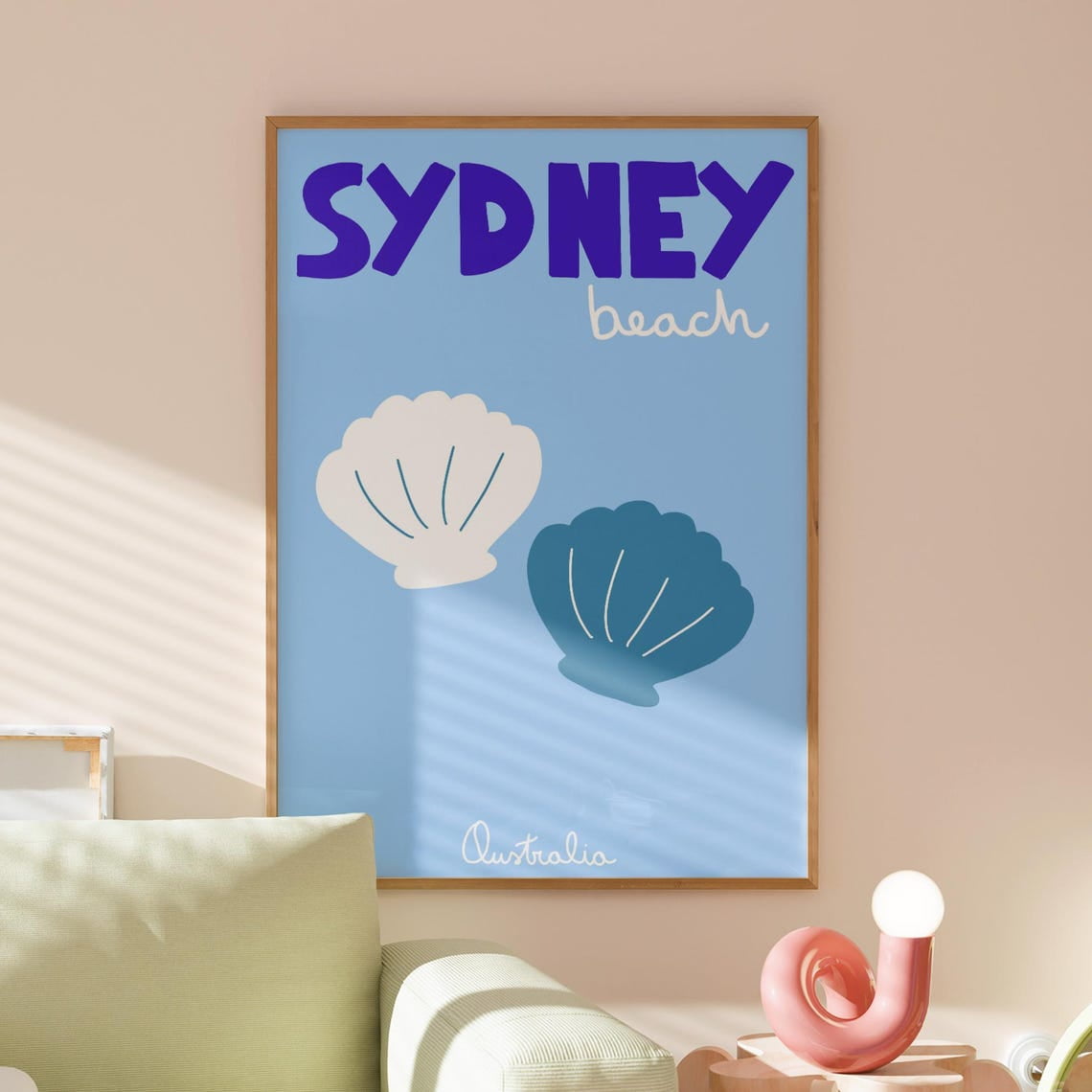 Sydney Poster, Preppy Travel Wall Art, Minimal Tropical Print, Preppy ...