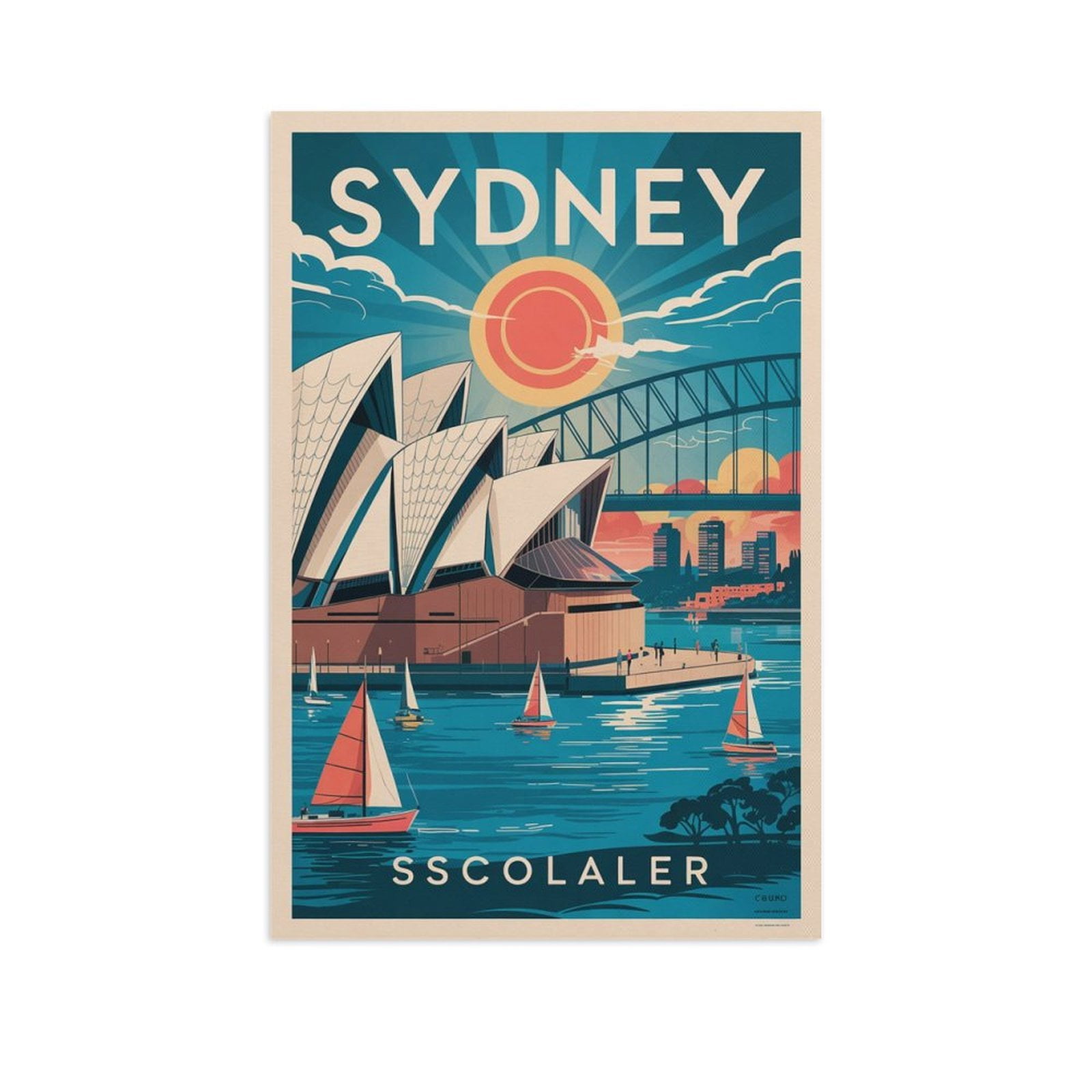 Sydney Retro Travel Poster Vintage Australian City Tourism with Opera ...