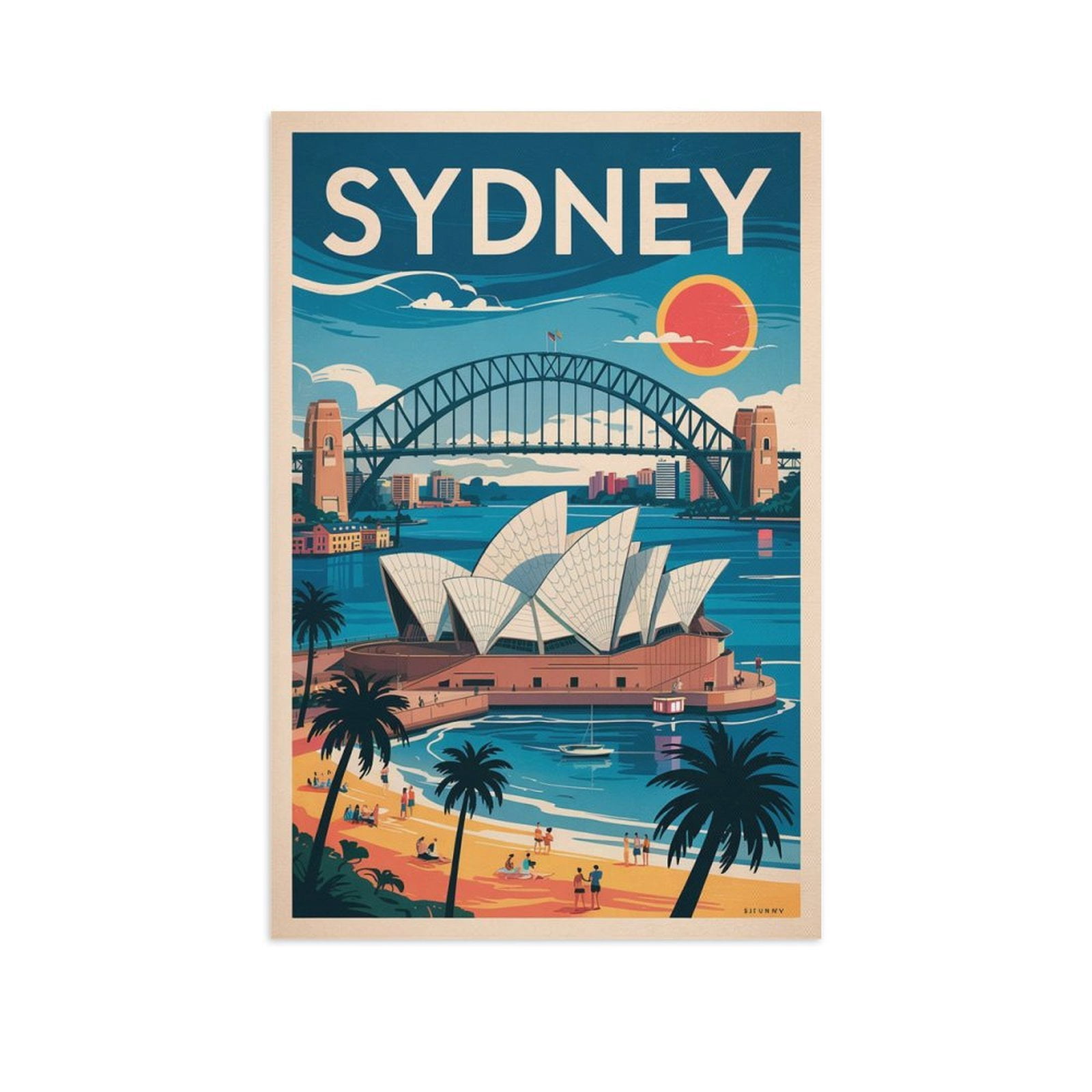 Sydney Retro Travel Poster Vintage Australian City Tourism with Opera ...