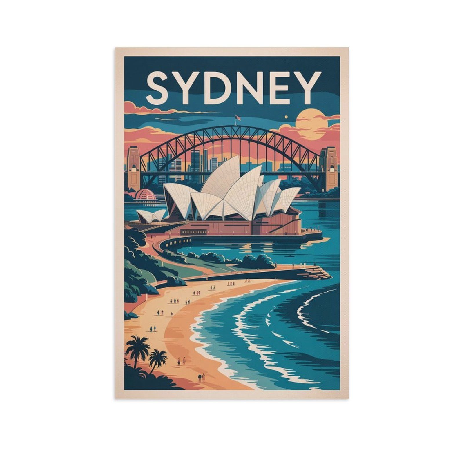 Sydney Retro Travel Poster Vintage Australian City Tourism with Opera ...