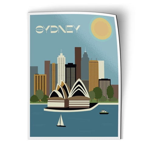 Sydney Skyline Vintage Poster Style - 5" Magnet for Car Locker ...