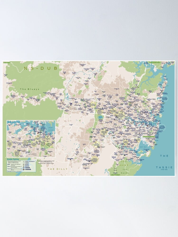 Sydney Slang Map Poster - Walmart.com