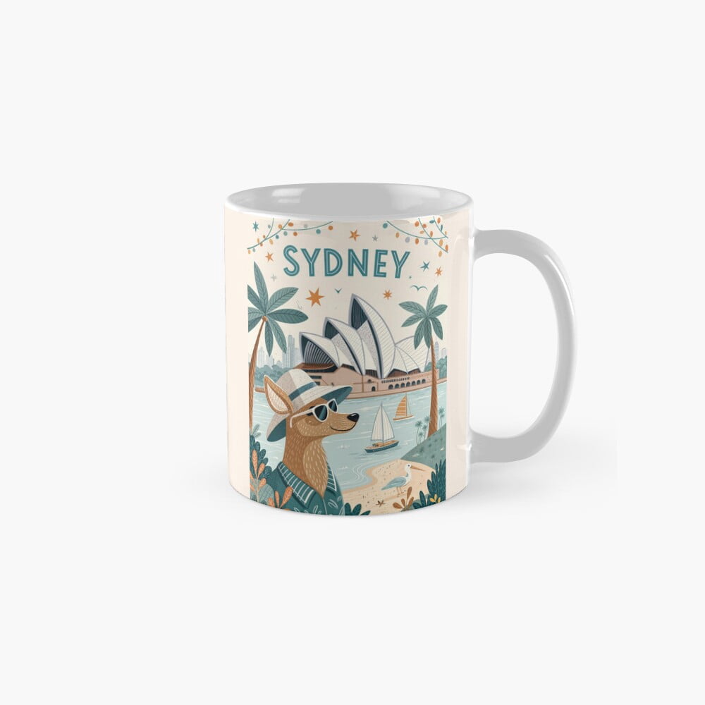 Sydney Travel Poster Illustration With Opera House, Cool Kangaroo In ...
