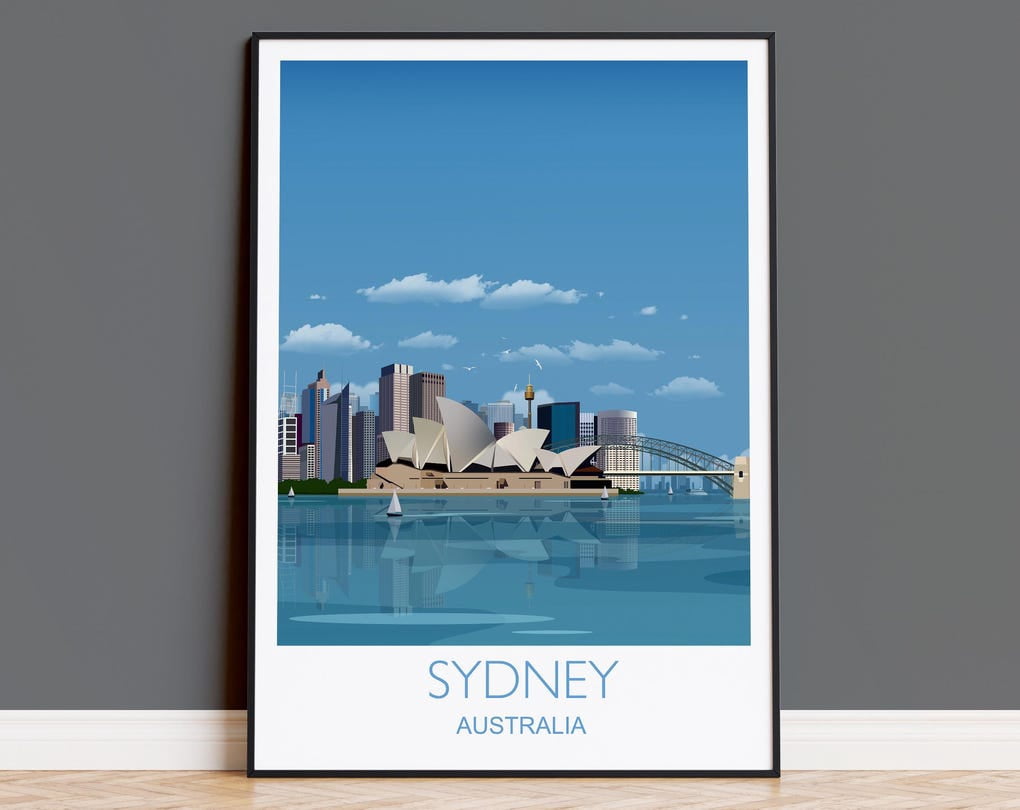 Sydney Travel Print, Travel Poster Of Sydney, Sydney Harbour Bridge ...