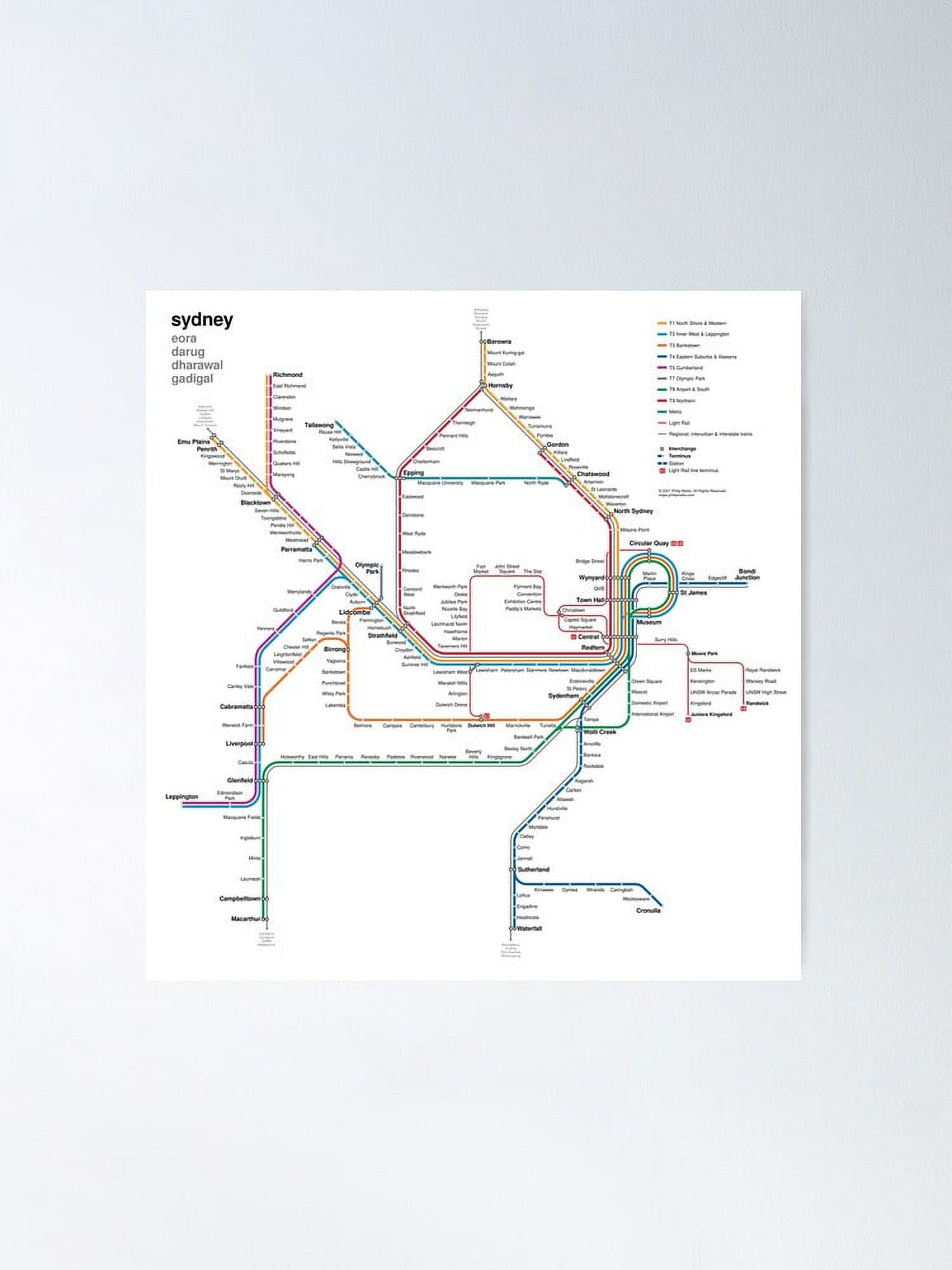 Sydney rail network map Poster - Walmart.com