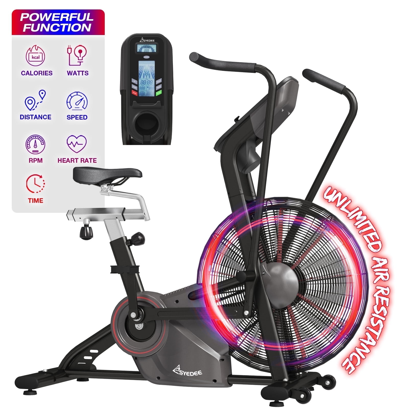 Syedee Air Bike,Unlimited Air Resistance System and Multi-Function ...