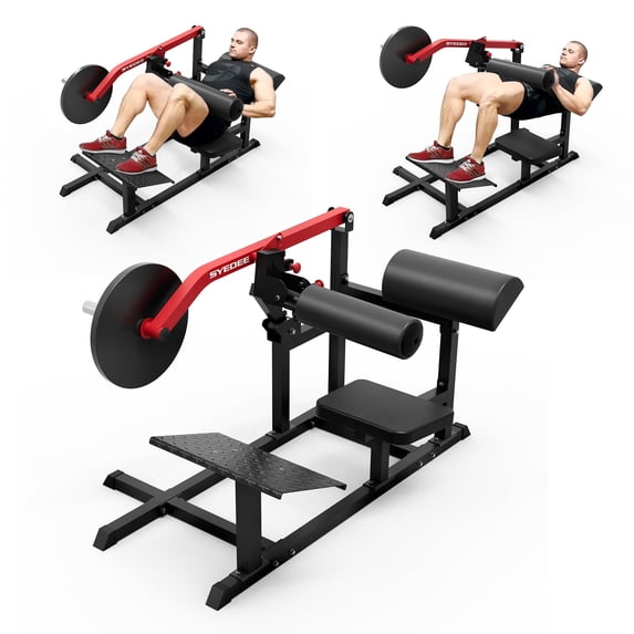 Syedee Hip Thrust Machine, Plate-Loaded Glute Bridge Equipment, 3 ...