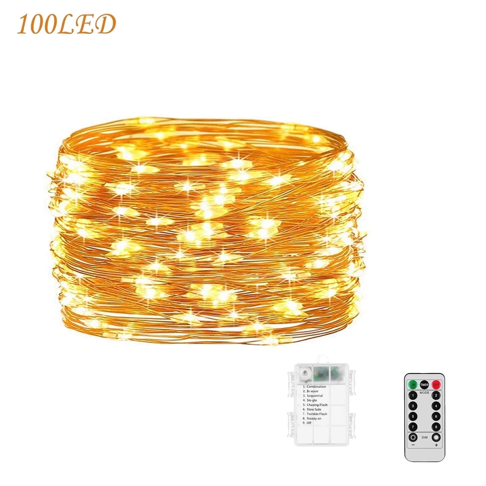 syenll 33 ft 100 LED Fairy Lights, Battery Powered String Lights ...