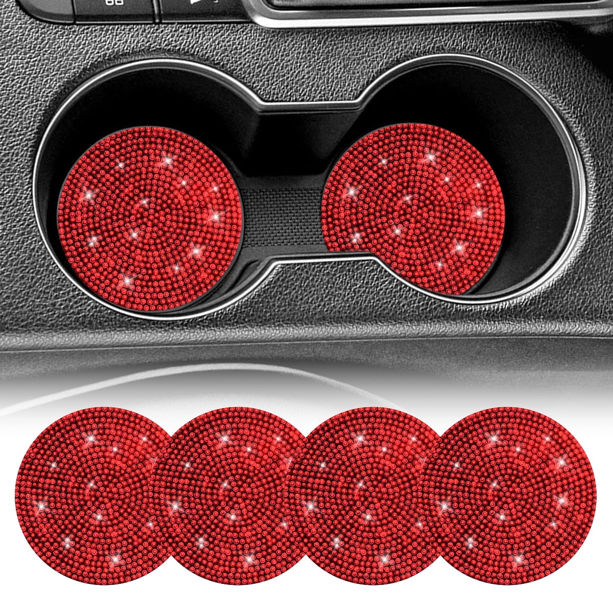 Syenll 4 Pack Car Cup Holder Coaster, 2.75 inch Universal Cup Holders ...