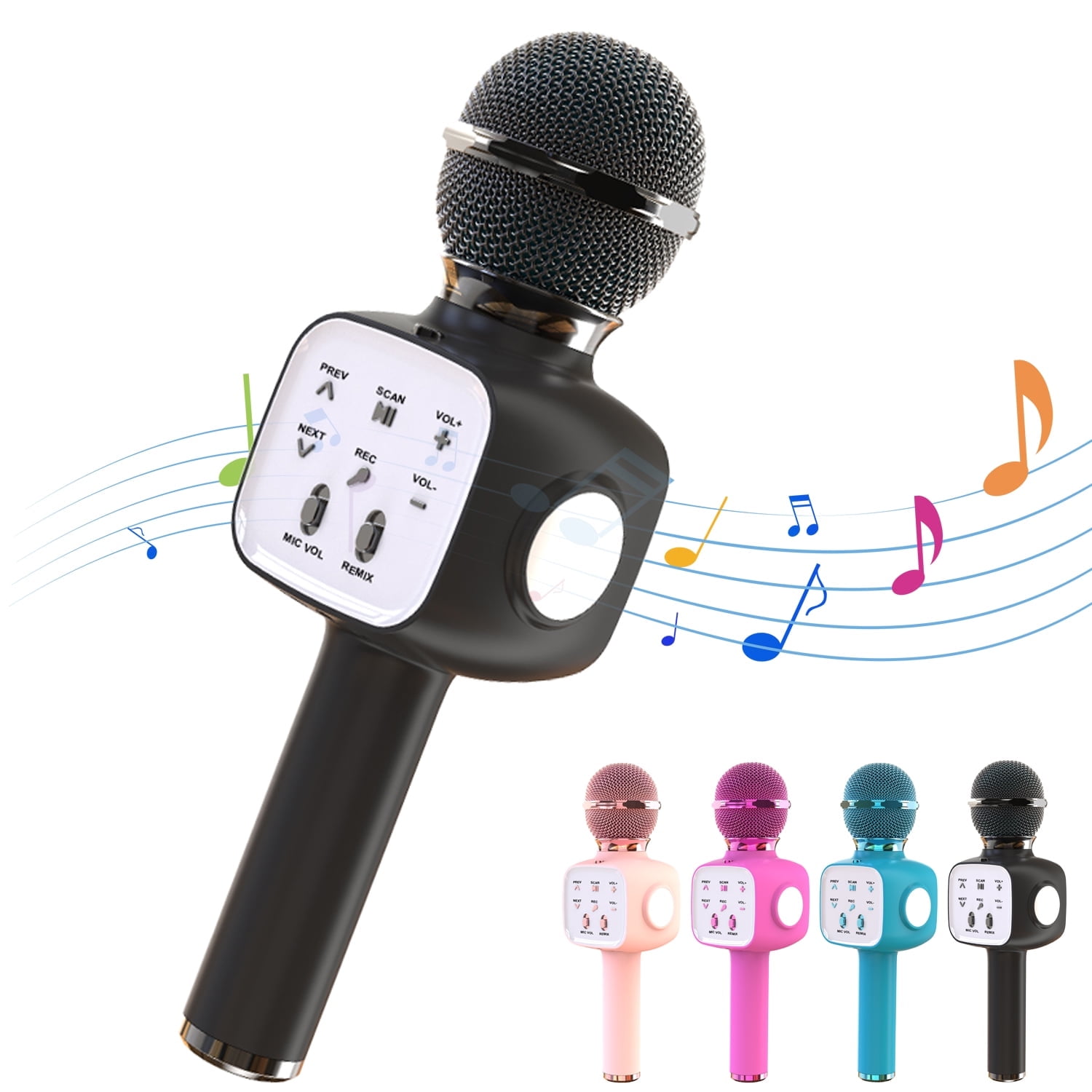 Syenll Karaoke Microphone, 6-in-1 Wireless Microphone for Kids, Mic ...