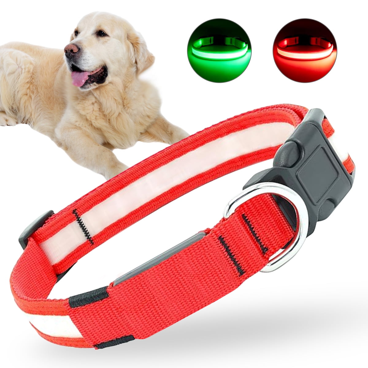 Syenll LED Dog Collar, USB Rechargeable Light up Dog Collar, Adjustable ...