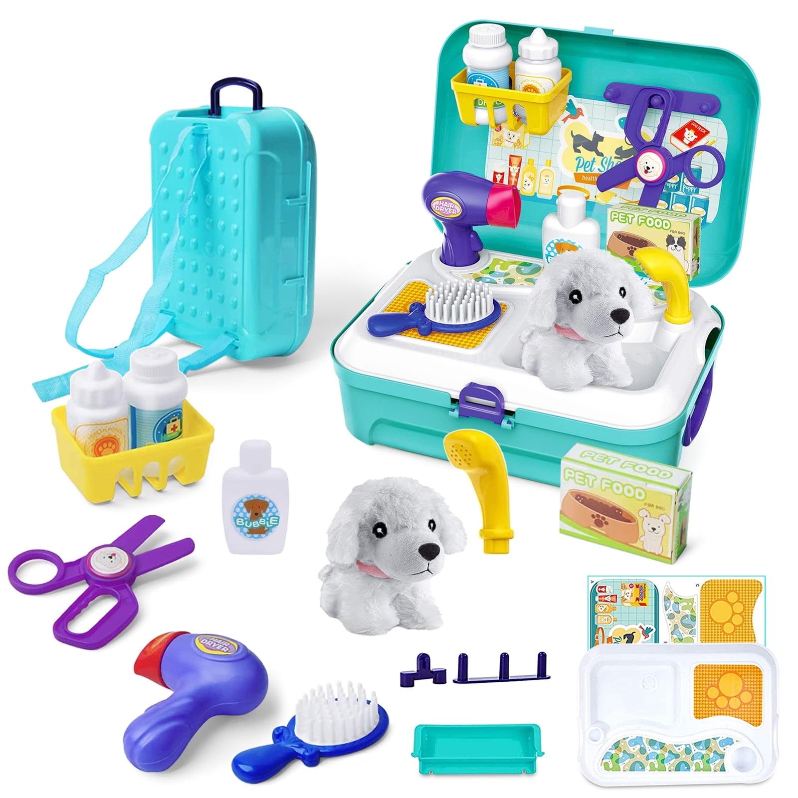 Syenll Pet Care Play Set for Kids, 16 Pcs Pretend Doctor Kit with ...