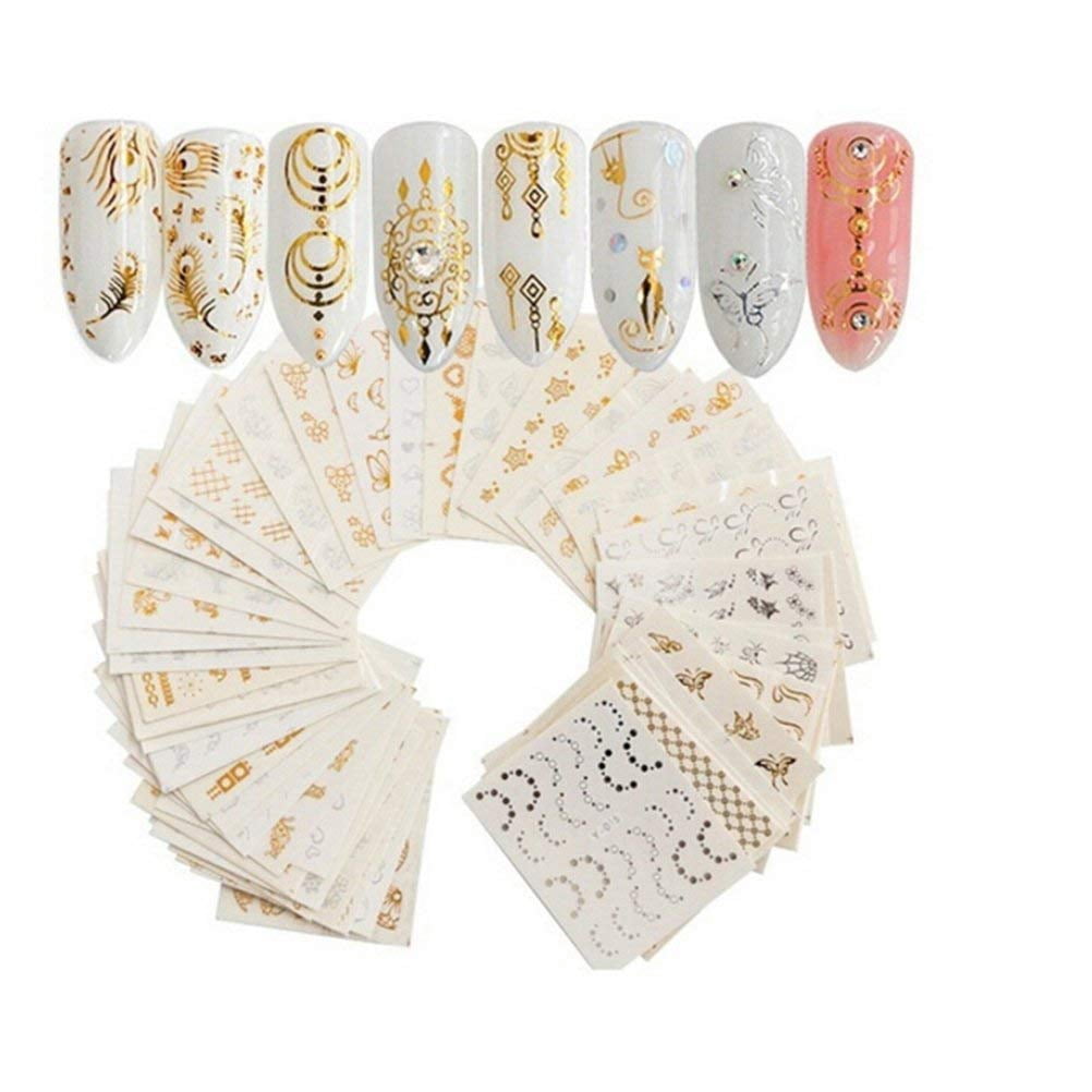 Syga Gel Abstract Nail Art Water Transfer Decals Metallic Stickers ...