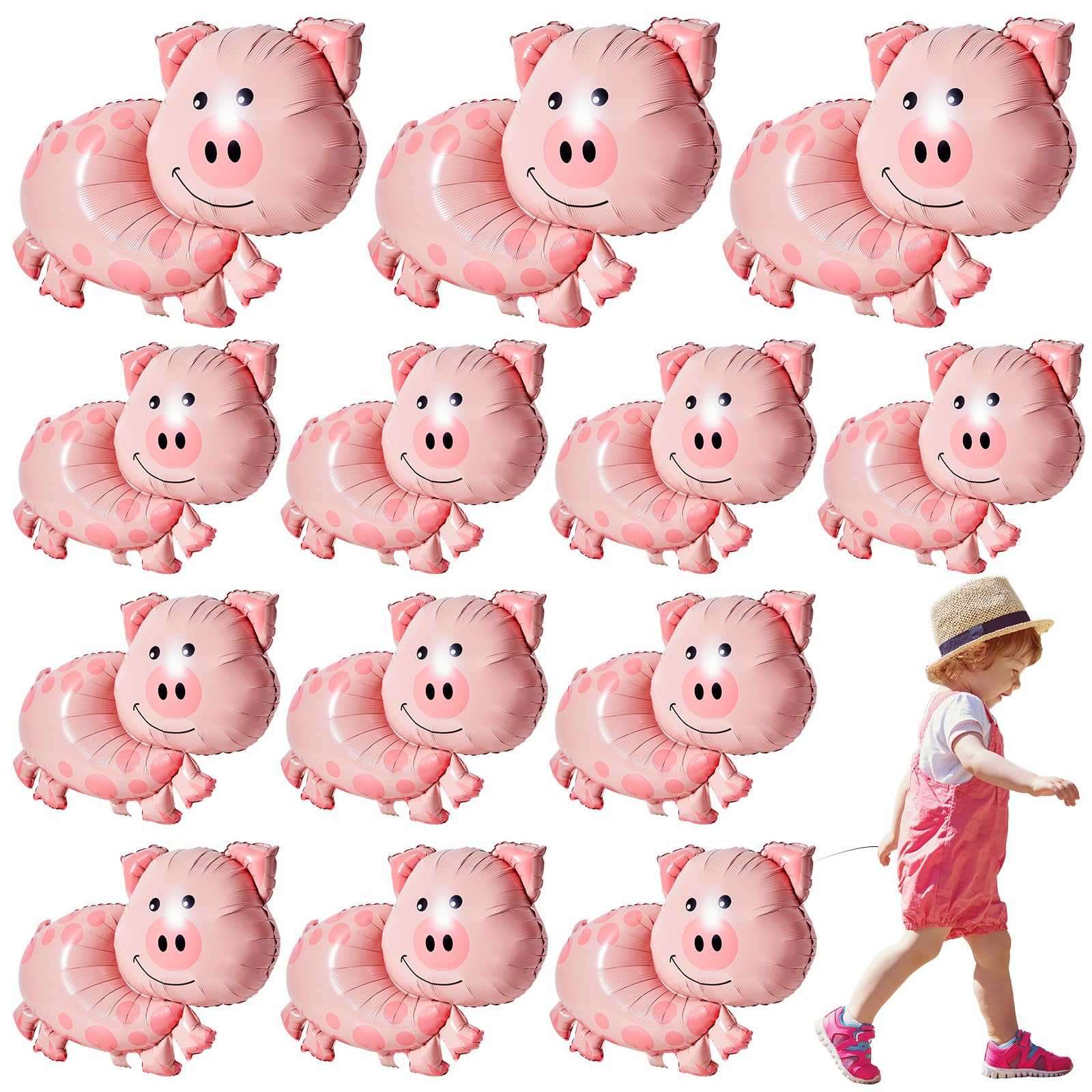 Syhood 12 Pcs Pig CM31 Balloon Pink Pig Shaped Jumbo Foil Balloon Farm ...