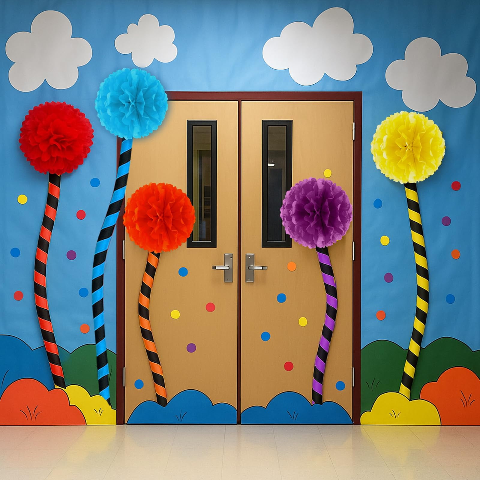 Syhood 12 Pcs Tissue Paper Pom Poms Tree Back to School Decorations Red ...