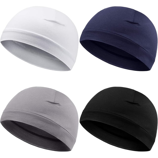 Syhood 4 Pieces Men Skull Caps Soft Cotton Beanie Hats Stretchy Helmet ...