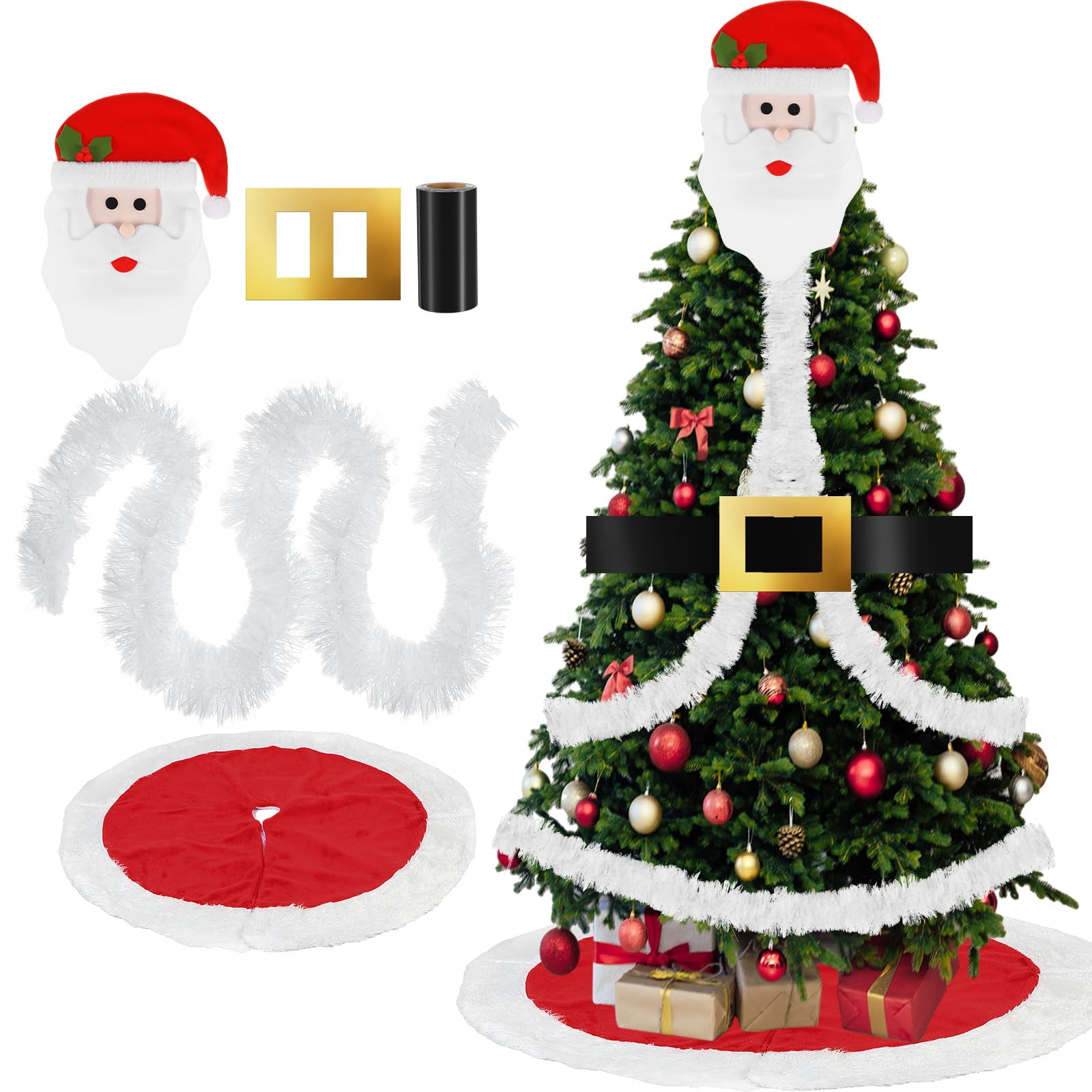 Syhood 6 Pcs Large Christmas Tree Topper Santa Tree Topper Christmas ...