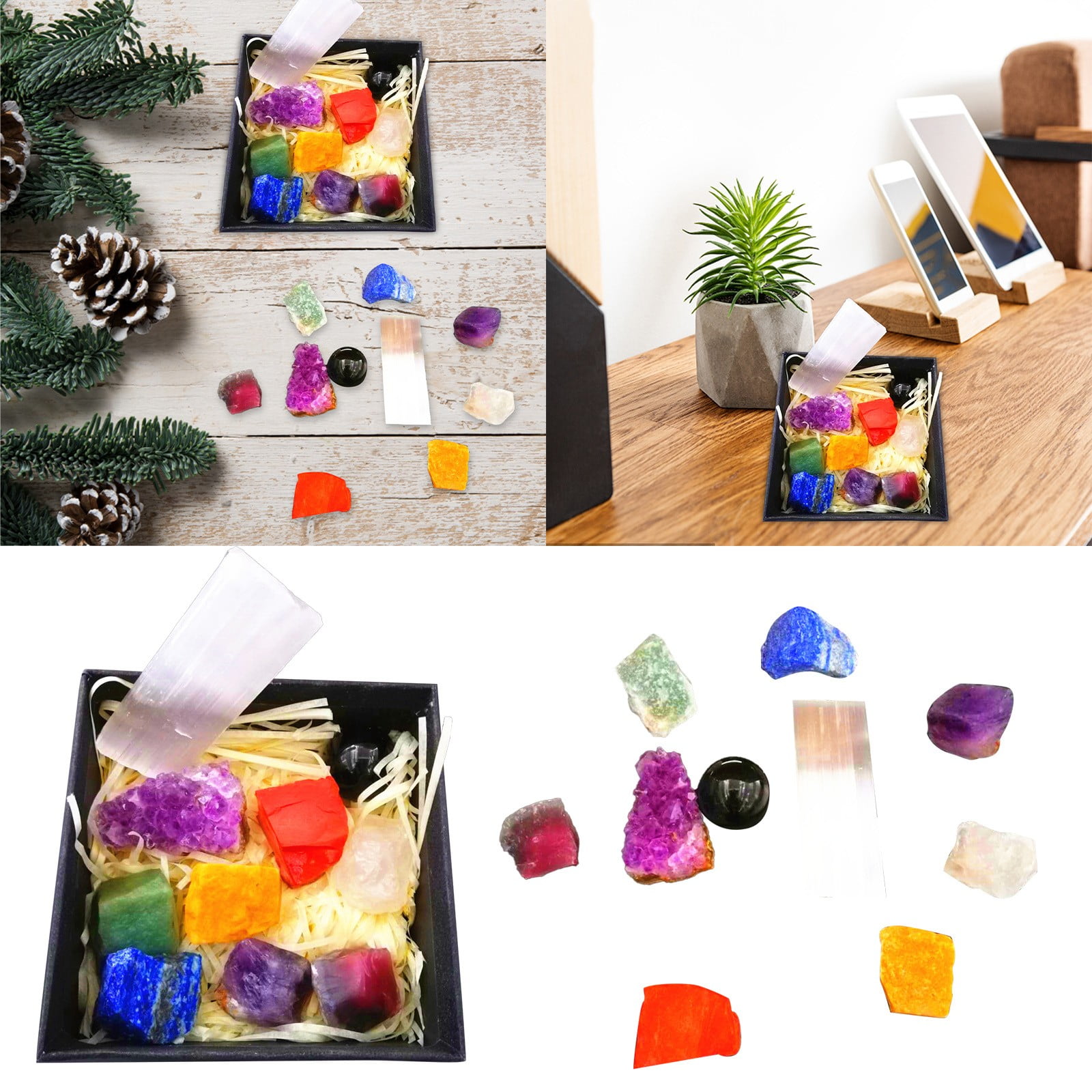 Syinda Semi- Crystal Seven Set Ore Stone Box Natural Gift Home Decor ...