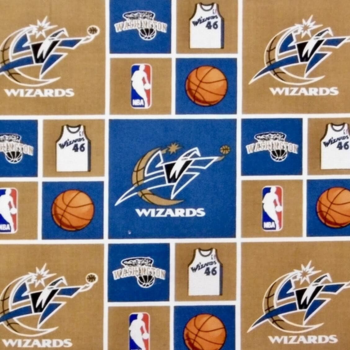 Sykel Enterprises NBA Prints Wizards Multicolor 100% Cotton Fabric sold ...