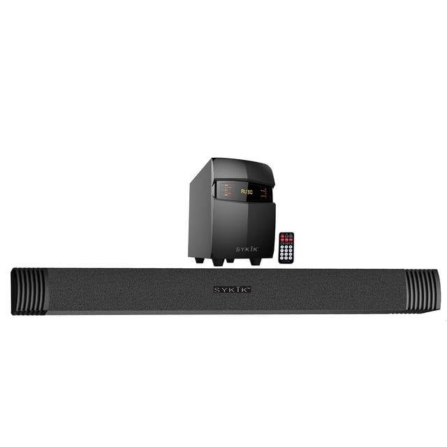 Sykik BT Sound Bar with Subwoofer, Remote, FM Radio, RCA Input, USB, SD ...